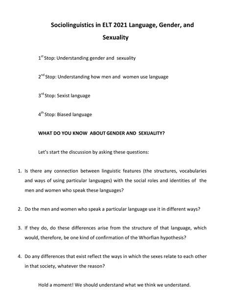 Language Gender And Sexuality Sociolinguistics In Elt 2021 Language