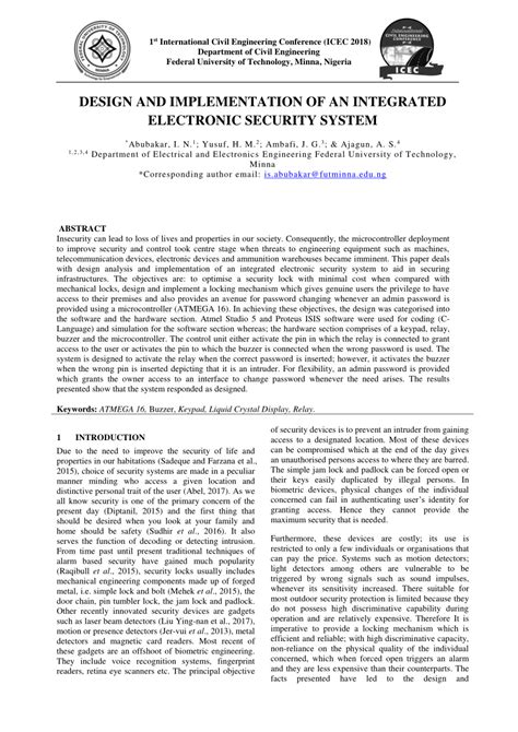 Pdf Design And Implementation Of An Integrated Electronic Security System