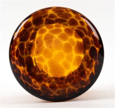 Two Tartaruga Turtle Shell Glass Vases 20th Century 32cm And 19cm High