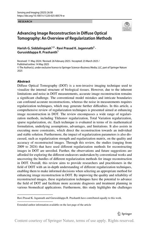 Advancing Image Reconstruction In Diffuse Optical Tomography An