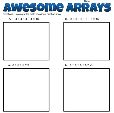 Modeling Arrays For Repeated Addition Equations Educational Resource