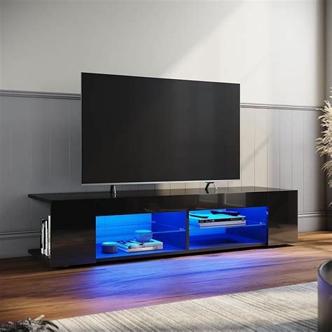 Modern Tv Stand With Storage Cabinet And Book Shelves 1350mm Black