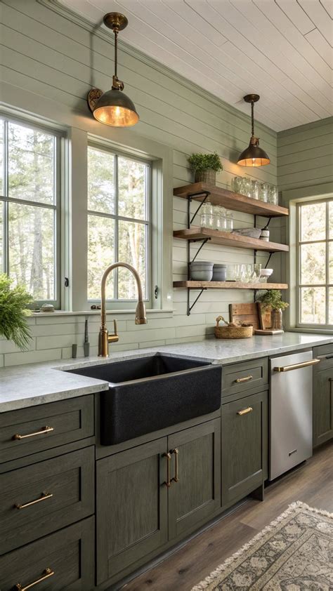 23 Eye Catching Olive Green Kitchen Designs