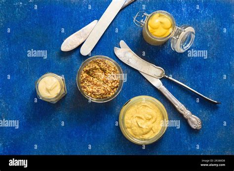 Four Mustard Varieties Granary Mustard Yellow Mustard Dijon Mustard