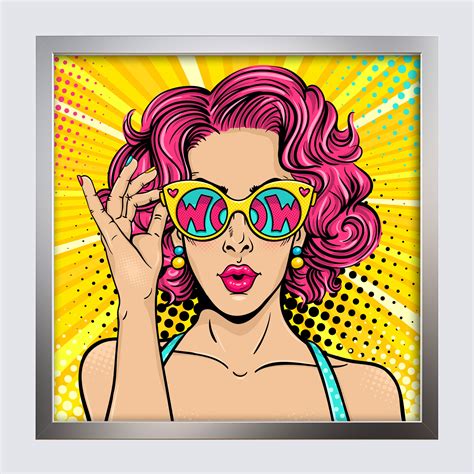 Wow Girl Roy Lichtenstein Style Pop Art Poster Download Cartoon Diy