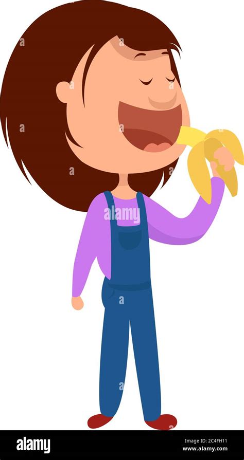 Girl Eating Banana Illustration Vector On White Background Stock Vector Image And Art Alamy