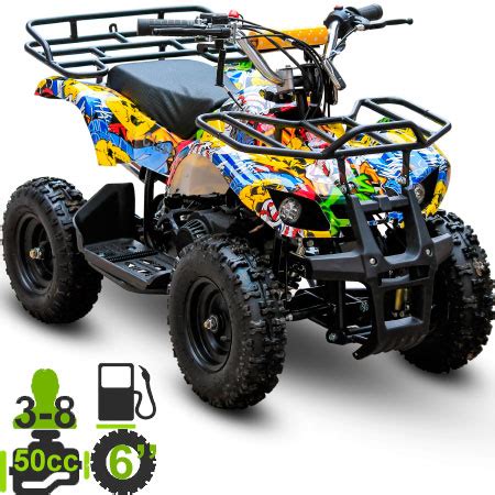 Детский квадроцикл ATV Classic mini с электростартером желтый граффити ...