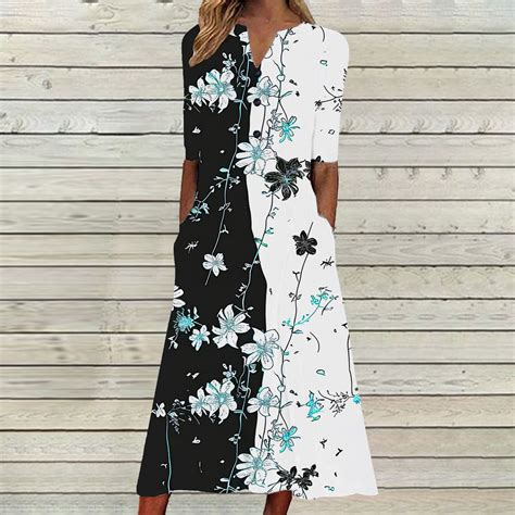 Wycnly Summer Dresses For Women Casual Pocket Button Down Plus Size