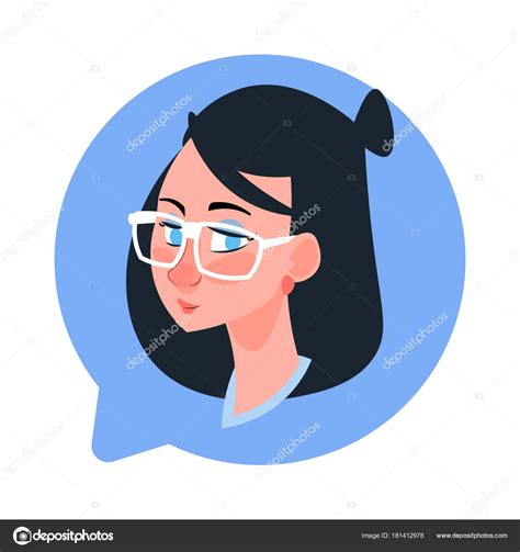 ©프로필 아이콘 채팅 거품 절연 백인 여자 입고 안경 아바타 만화 캐릭터 초상화에에서 여성 머리 Mast3r의