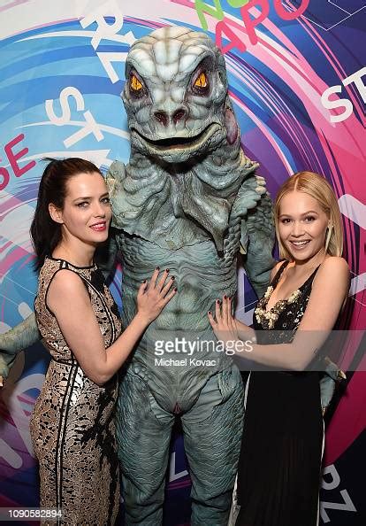 Actors Roxane Mesquida And Kelli Berglund Pose With Suprise Guest