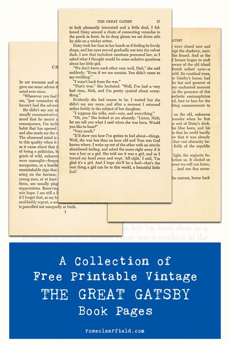a collection of free printable vintage the great gatsby book pages