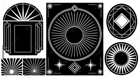 Elegant Art Deco Design Elements Featuring Sunbursts Geometric Shapes