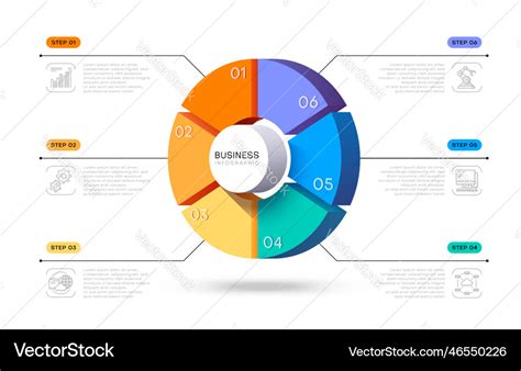 3d Business Circle Chart Data Analysis Vector Image