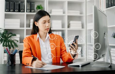 Business Woman Using Chatbot In Computer And Tablet Smart Intelligence