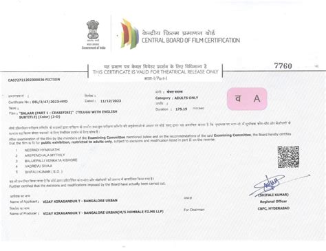 Salaar Censor Certificate R Tollywood