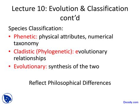 Species Classification Evolution Lecture Slides Docsity