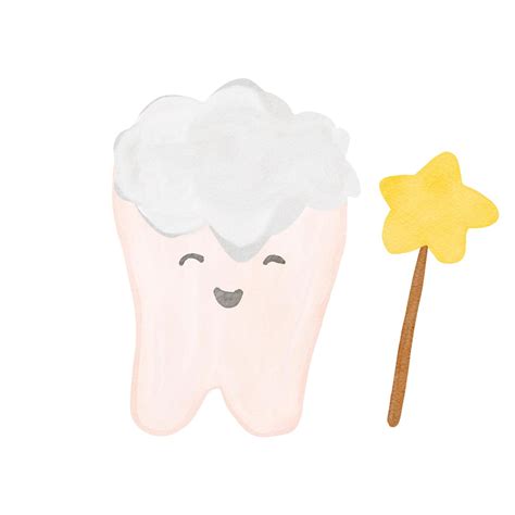 Premium Photo Tiny Tooth Watercolor Cute Cartoon Tiny Tooth Tooth