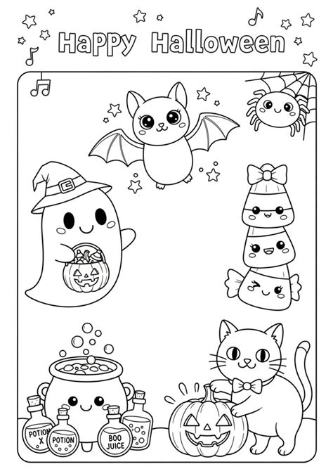 Cute Halloween Coloring Pages Kawaii 2025