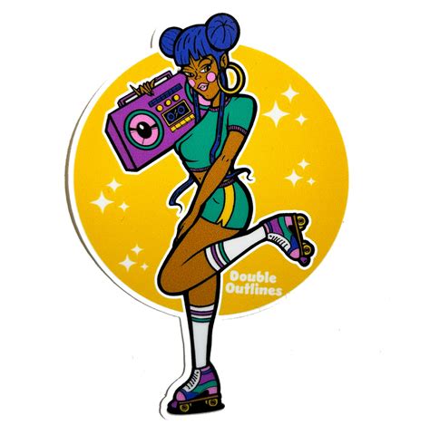 Roller Girl Sticker Double Outlines