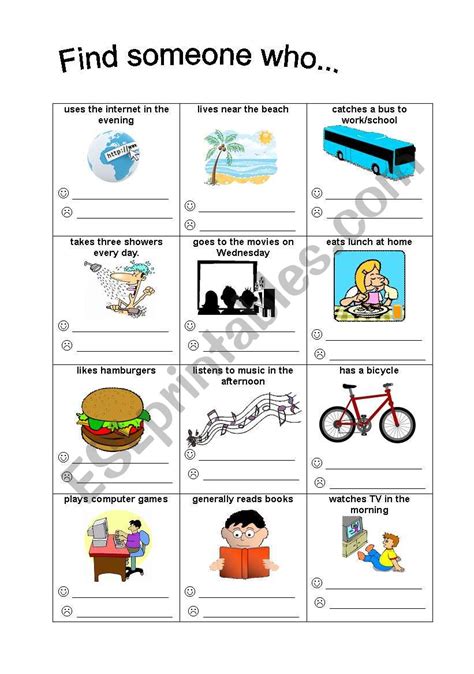 Find Someone Who Present Simple Esl Worksheet By Mvscosta
