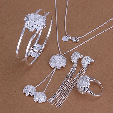 Premium 925 Sterling Silver Jewelry Set Necklace Bracelet Earrings