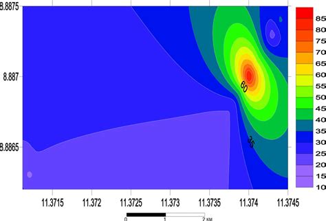 Iso Resistivity Map For Ab2 6 M Of The Study Area Contour Interval