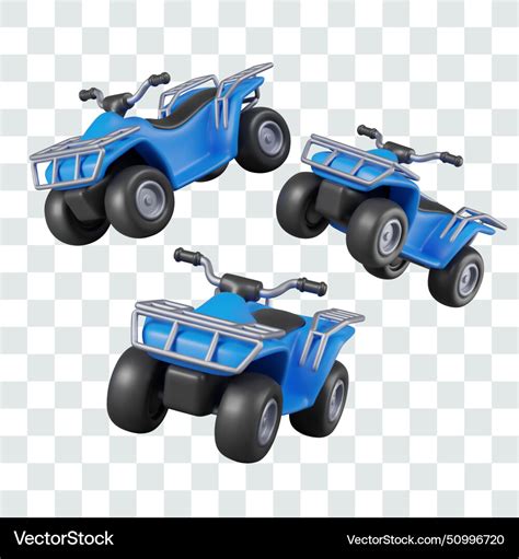 Realistic Blue Quad Bike Isolated Atv Royalty Free Vector