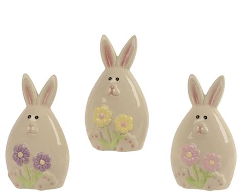 Porcelán Nyuszi Figura Pasztell Virágmintával 15 Cm 3 Féle Válaszható