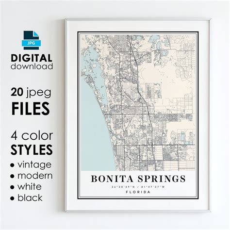 Map Of Bonita Springs Florida Etsy