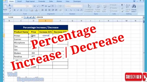 Percentage Increase Decrease In Excel Sheet Excel Tutorial Excel Trick YouTube
