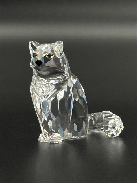 Swarovski Crystal Sitting Cat Figurine Clear Faceted Kitty