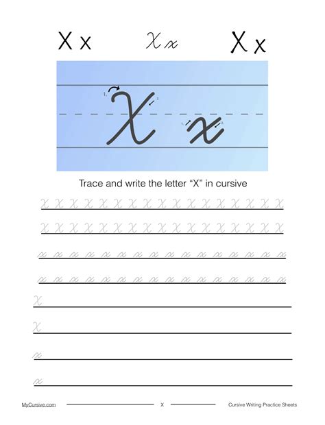 Cursive X Full Tutorial And Worksheet