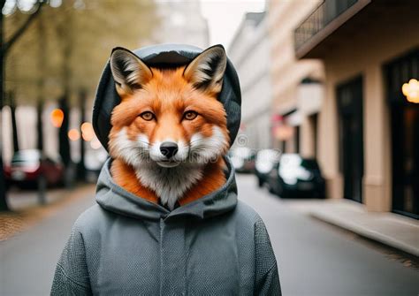 A Fox In A Human Costume Walks Around The City Stock Illustration Illustration Of Cool
