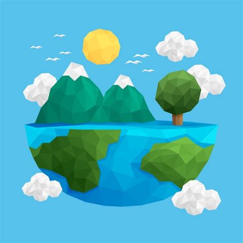 Free Vector Flat Design Low Poly Landscape Illustration