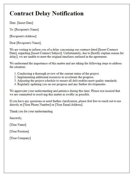 Letter Template For Contract Delay Explanation Free Samples In Pdf
