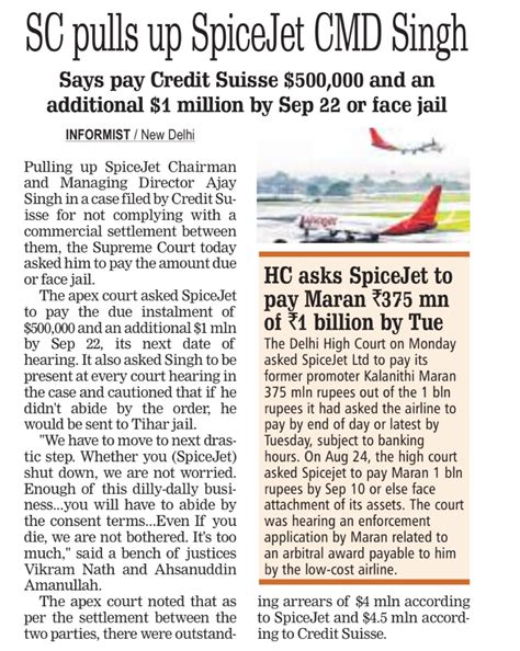 Pulling Up Spicejet Chairman And Managing Director Ajay Singh In A Case