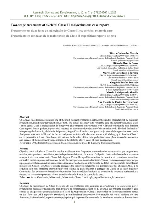 Pdf Two Stage Treatment Of Skeletal Class Ii Malocclusion Case Report