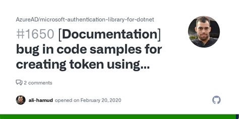Documentation Bug In Code Samples For Creating Token Using