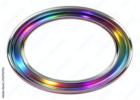 Y2k Chrome Oval Frame Border Futuristic 90s Geometric Metal Frame