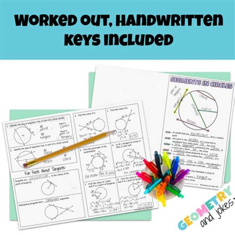 Segments In Circles Guided Notes For Geometry Chord Secant Tangent Vocabulary