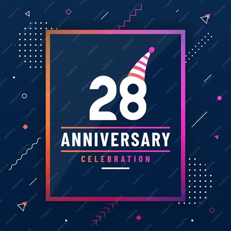 Tarjeta De Saludos De Aniversario De 28 Años Fondo De Celebración De