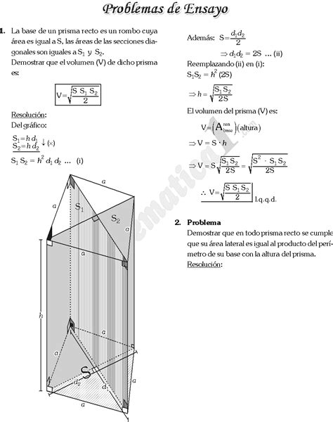 Prisma Ejercicios Resueltos Geometria Del Espacio U Espacial Pdf