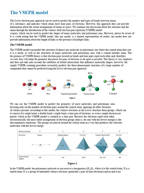 The Vsepr Model Pdf Chemical Bond Molecules