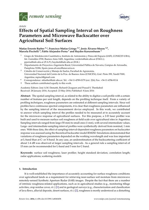 pdf effects of spatial sampling interval on roughness parameters and