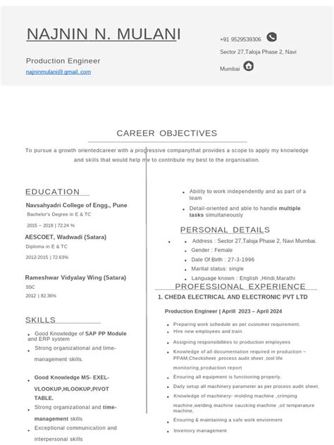 Najnin Mulani Resume 2024 Pdf