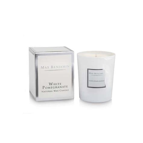 Max Benjamin Max Benjamin White Pomegranate Scented Glass Candle In