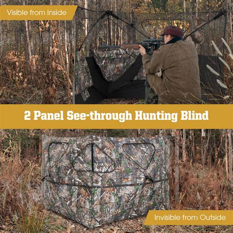 Tangkula 2 Panel Stakeout Hunting Blind See Through Ground Blind With