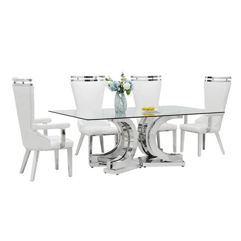 Modern Stainless Steel Dining Room Tables With Glass