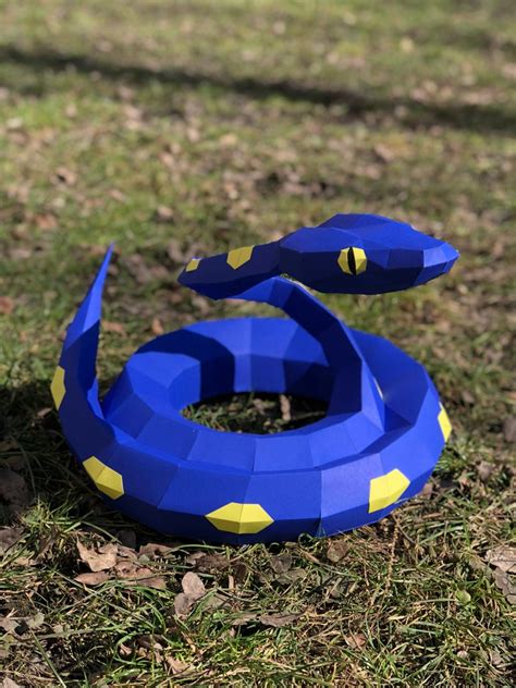 Papercraft 3d Snake 3d Python Viper Low Poly Paper Sculpture Etsy