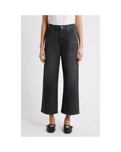 Rag And Bone Miramar Andi Wide Leg Cotton Terry Pants In Black Lyst
